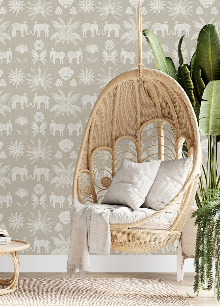Bazaar Elephant Oasis Wallpaper | MIAMI ART WALLPAPER