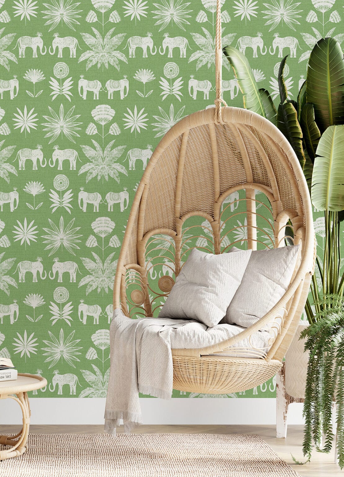 Bazaar Elephant Oasis Wallpaper | MIAMI ART WALLPAPER
