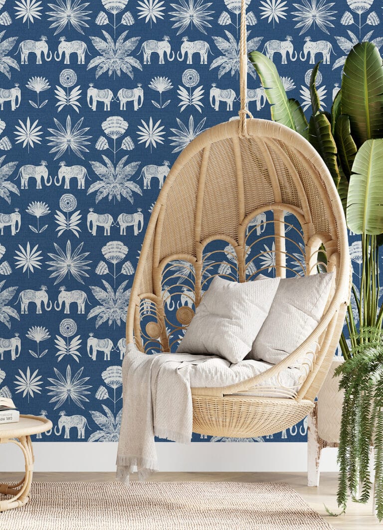 Bazaar Elephant Oasis Wallpaper | MIAMI ART WALLPAPER