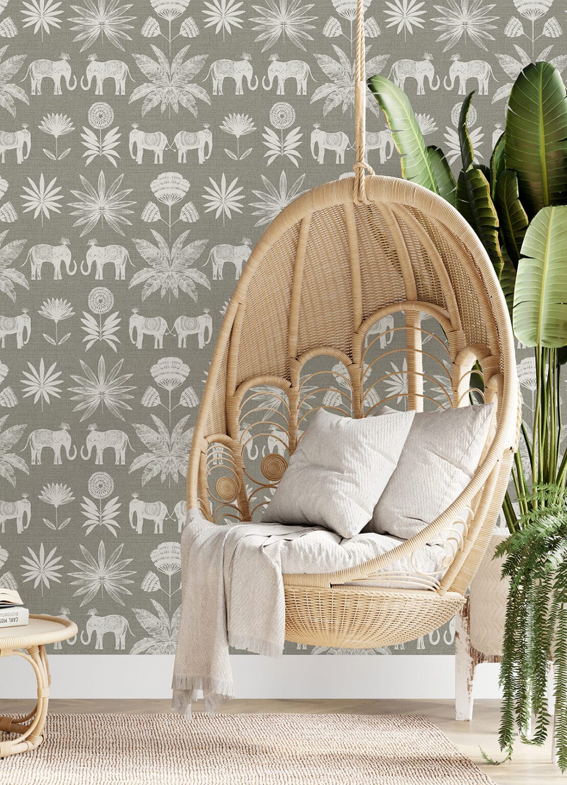 Bazaar Elephant Oasis Wallpaper | MIAMI ART WALLPAPER